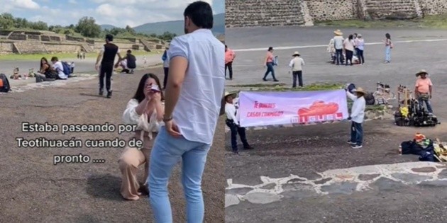 Video: Mujer le propone matrimonio a su novio en Teotihuacán y se hace viral | El Informador