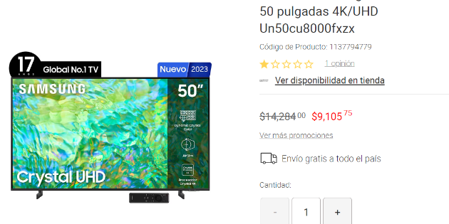 Liverpool remata pantalla Samsung de 50 pulgadas en menos de 10 mil ...