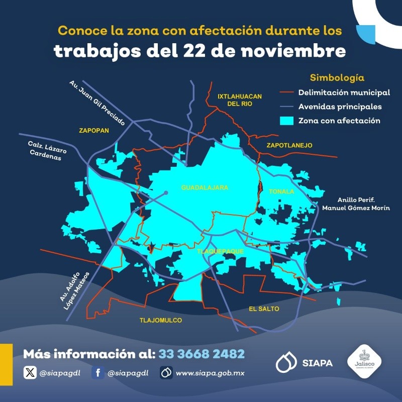 SIAPA alista nuevo corte de agua en la ZMG este 22 de noviembre | El Informador