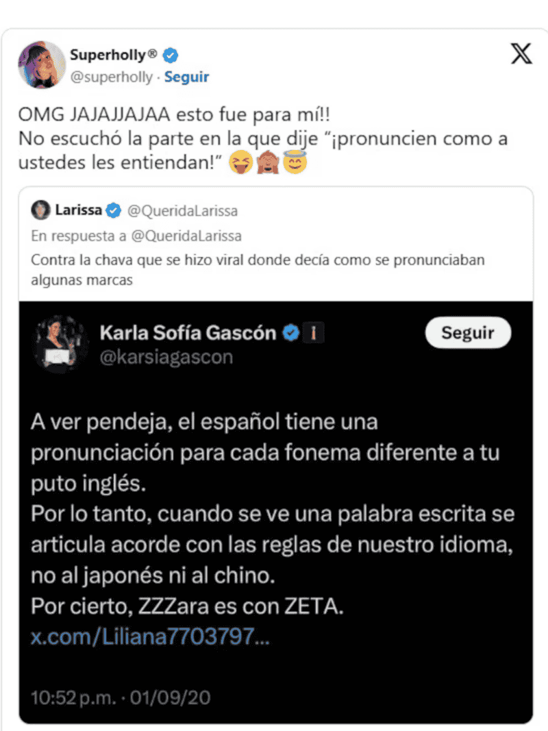 Karla Sofía Gascón "ofende" a Superholly por su pronunciación y ella le ...