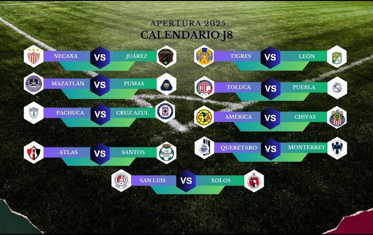 Calendario de partidos J8 Liga MX: Horarios y canales de los juegos del Apertura 2025 | El ...