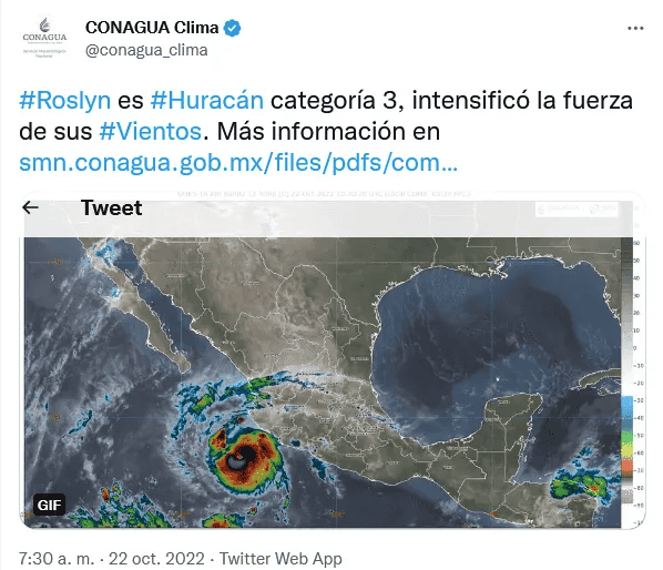 Huracán Roslyn: Alcanza categoría 3 frente a costas de Jalisco | El Informador